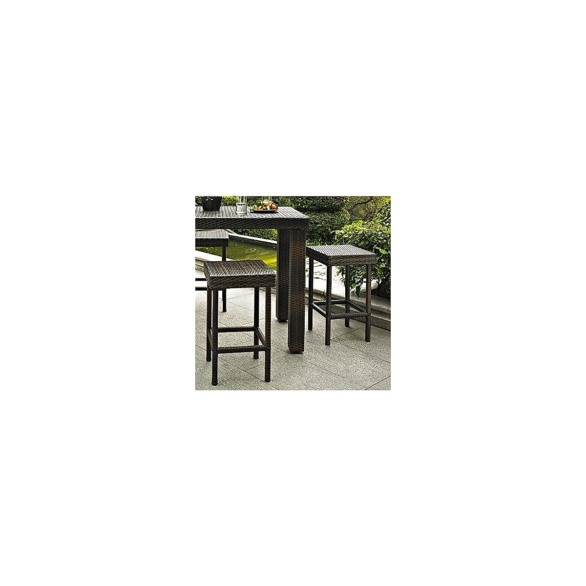HomeStock Rustic Romance 2Pc Outdoor Wicker Counter Height Bar Stool Set Brown - 2 Stools - 15" D x 15" W x 25.13" H