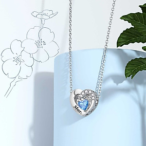 SEVENWELL 925 Sterling Silver Heart Birthstone With Birth Flowers Charms for Pandora Birthday Chrismas Valentin's Day for Women