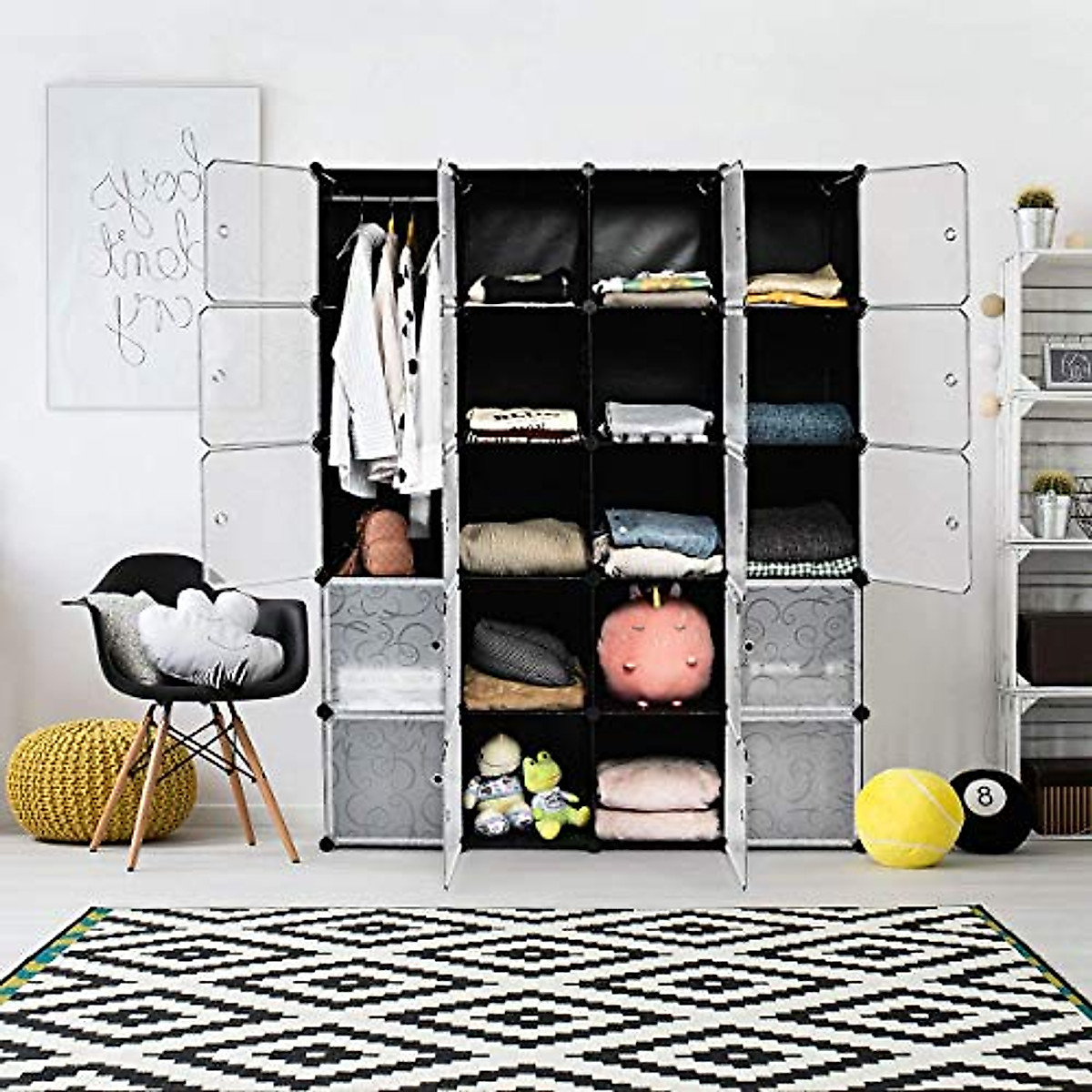 Tangkula Cube Storage Organizer, Cube Closet Storage Shelves, DIY Plastic PP Closet Cabinet, Modular Bookcase, Large Storage Shelving with Doors for Bedroom, Living Room, Office (20-Cube)