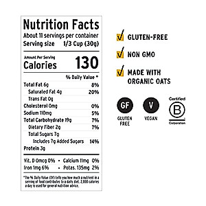 Purely Elizabeth Vanilla Chocolate Chip Granola, Made with Organic Oats and Ancient Grains, Gluten-Free, Non-GMO (3 Ct, 12oz Bags)