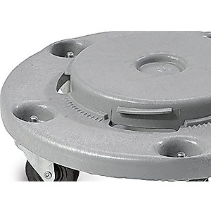 Janico 1040 Trash Can Dolly - Heavy Duty Bolted Casters, Round, Grey, Fits 20 32 44 55 Gallon Containers