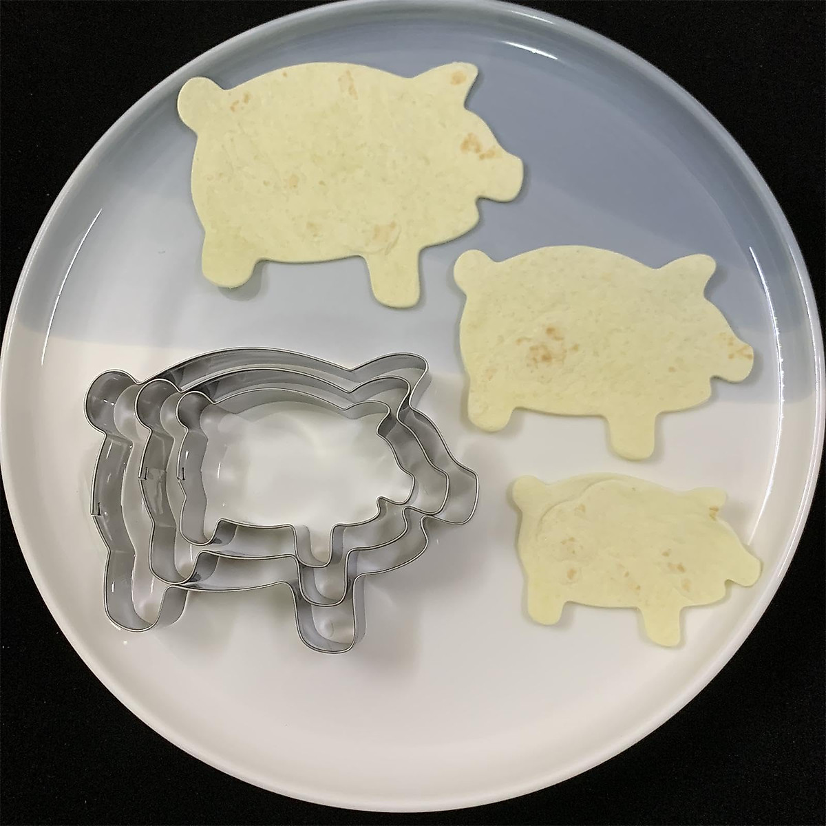 Pig Cookie Cutter Set-Size 4.7" 3.8" 3.0"-3 Piece-Dishwasher Safe Animal Fondant Cookie Cutters for Baking