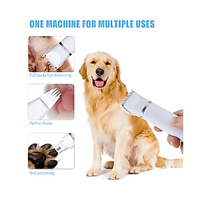 WHDPETS Dog Paw Trimmers, Cordless Dog Hair Clippers with Grooming Hammock, Low Noise Pet Grooming Kit for Trimming Hair Around Paws, Eyes, Ears, Face, Rump