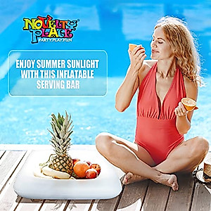 Novelty Place Inflatable Ice Serving Buffet Bar - Salad Food & Drinks Cooler Serving Tray for Summer Party Picnic & Camping (Pack of 1, 24 Inches)