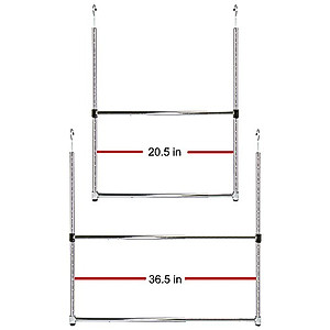 Oceanstar 2-Tier Portable Adjustable Rod Closet Hanger, 23 in, Chrome