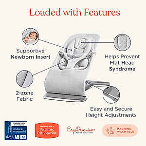 Ergobaby Evolve 3-in-1 Bouncer, Adjustable Multi Position Baby Bouncer Seat, Fits Newborn to Toddler, Charcoal