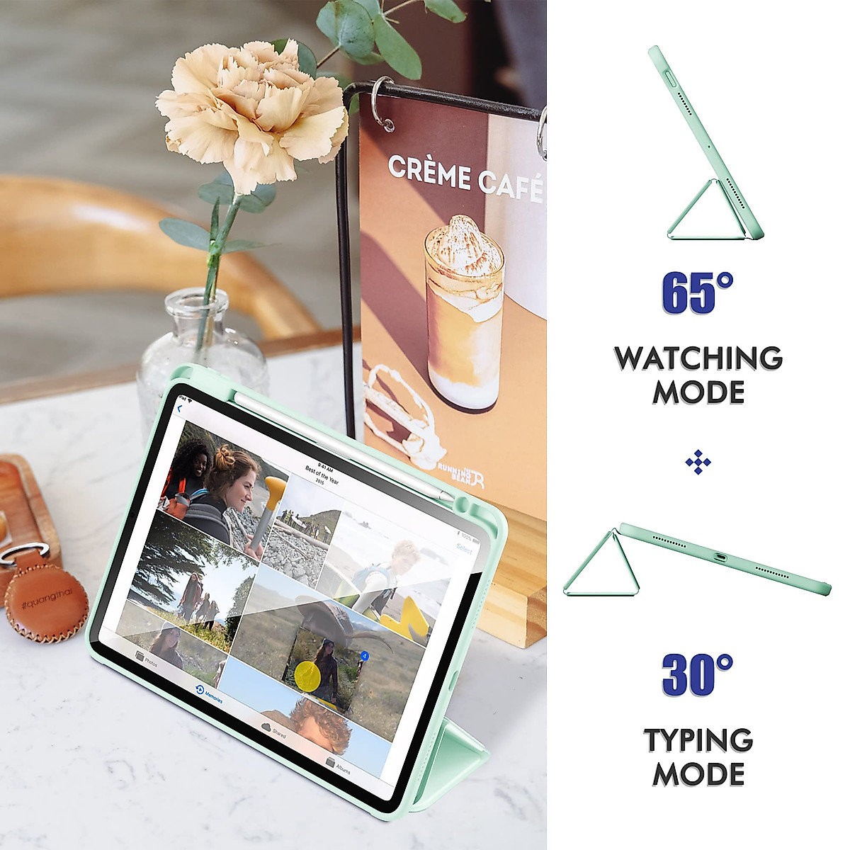 INFILAND Compatible with iPad Air 5 10.9 2022/iPad Air 4 10.9 2020, Ultra-Thin Shockproof TPU Case (with Translucent Matte Back) with Smart Auto Wake/Sleep Function, Mint Green