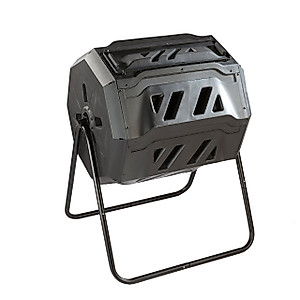 It's useful. Twin Chamber Rotating Compost Bin - Dual Chamber Rolling Compost Tumbler with Sliding Door and Solid Steel Frame