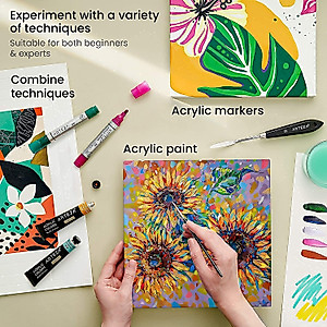 Arteza Acrylic Paper Canvas Pad 9.5x9.5 20 Sheets and Acrylic Paper Canvas Pad 8x11 20 Sheets Bundle, Painting Art Supplies for Artist, Hobby Painters & Beginners