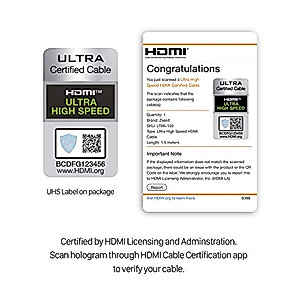 Zeskit Lite 48Gbps Slim Certified Ultra High Speed HDMI Cable 5ft, 4K120 8K60 144Hz eARC HDR HDCP 2.2 2.3 Compatible with Dolby Vision Apple TV 4K Roku Sony LG Samsung Xbox Series X RTX 3080 PS4 PS5