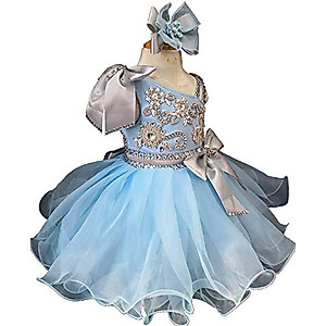 Jenniferwu G285BB Infant Toddler Baby Newborn Little Girl's Pageant Party Birthday Dress Baby Blue Size 9-12M