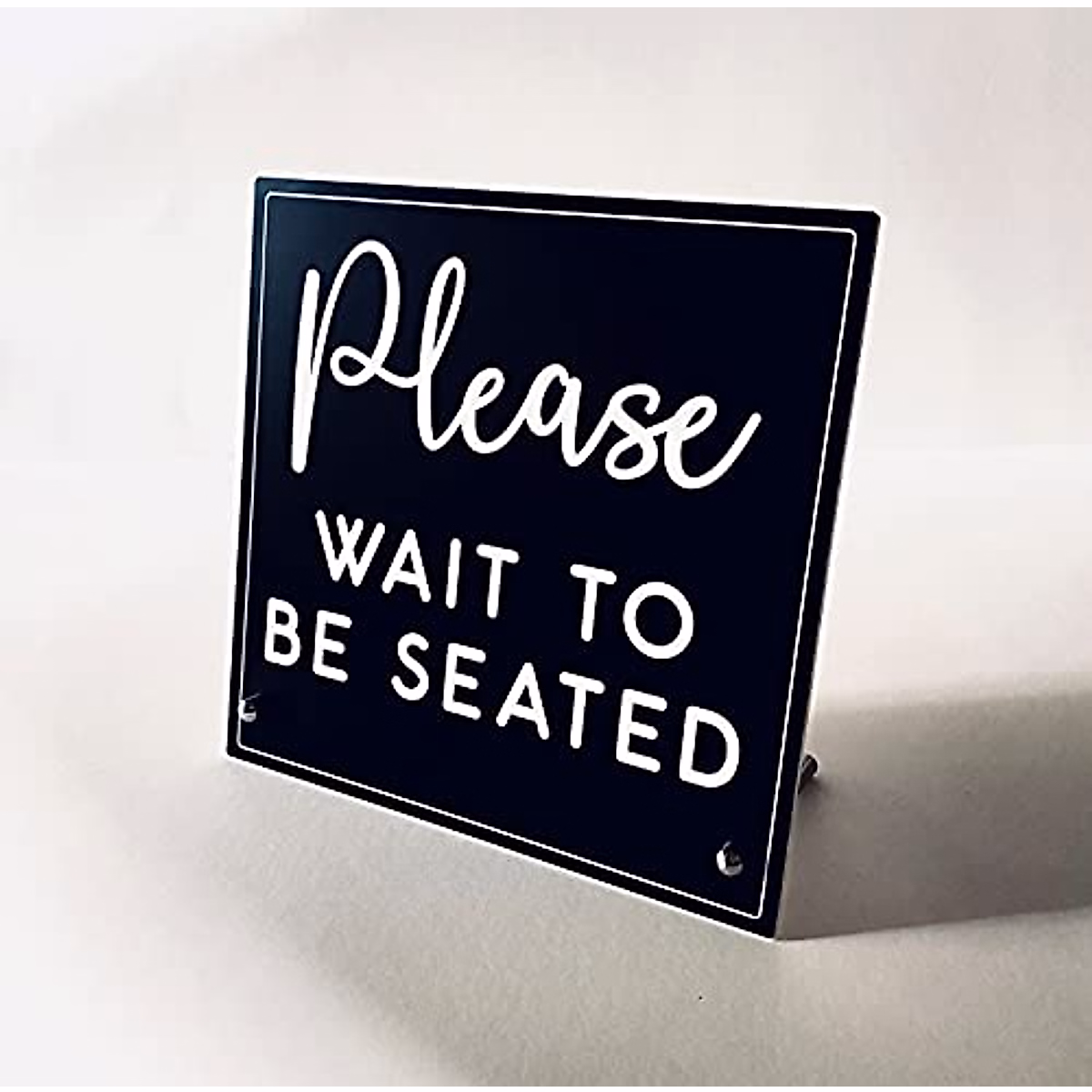Please Wait To Be Seated Business Freestanding Counter Top Sign | Custom Coffee Shop Restaurant Bakery Ice Cream Stand | Cafe Decor Display Hostess Stand