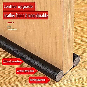 Door Draft Stopper Weather Stripping Noise Blocker - Under Door Draft Noise Blocker Gap Stoppers Entry Door Draft Guard for Bottom of Doors Adjustable (Black)