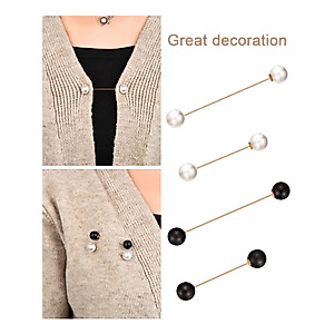 6 Pieces Sweater Shawl Clips Retro Pearl Brooch Pins Crystal Cardigan Collar Clip Dress Shirt Clip for Back Cinch and Waist for Women Girl Clothing Costume Accessory