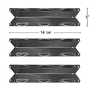 Hongso 14 7/8 Inch Porcelain Steel Gas Grill Heat Shield, Heat Tent, Burner Cover Replacement for Kenmore 146.23678310 146.23679310 640-05057371-6 640-05057373-6, 3-Pack (PPF231)
