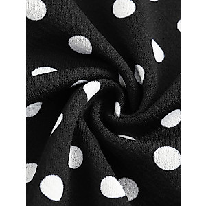 YATHON Women's Vintage Ruffle Floral Flared A Line Swing Casual Cocktail Party Dresses (S, YT001-Black Dot)