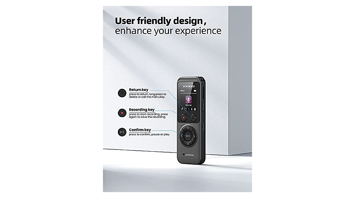 ZOOAOXO 64GB Digital Voice Recorder, Bluetooth Voice Recorder, Dual ...