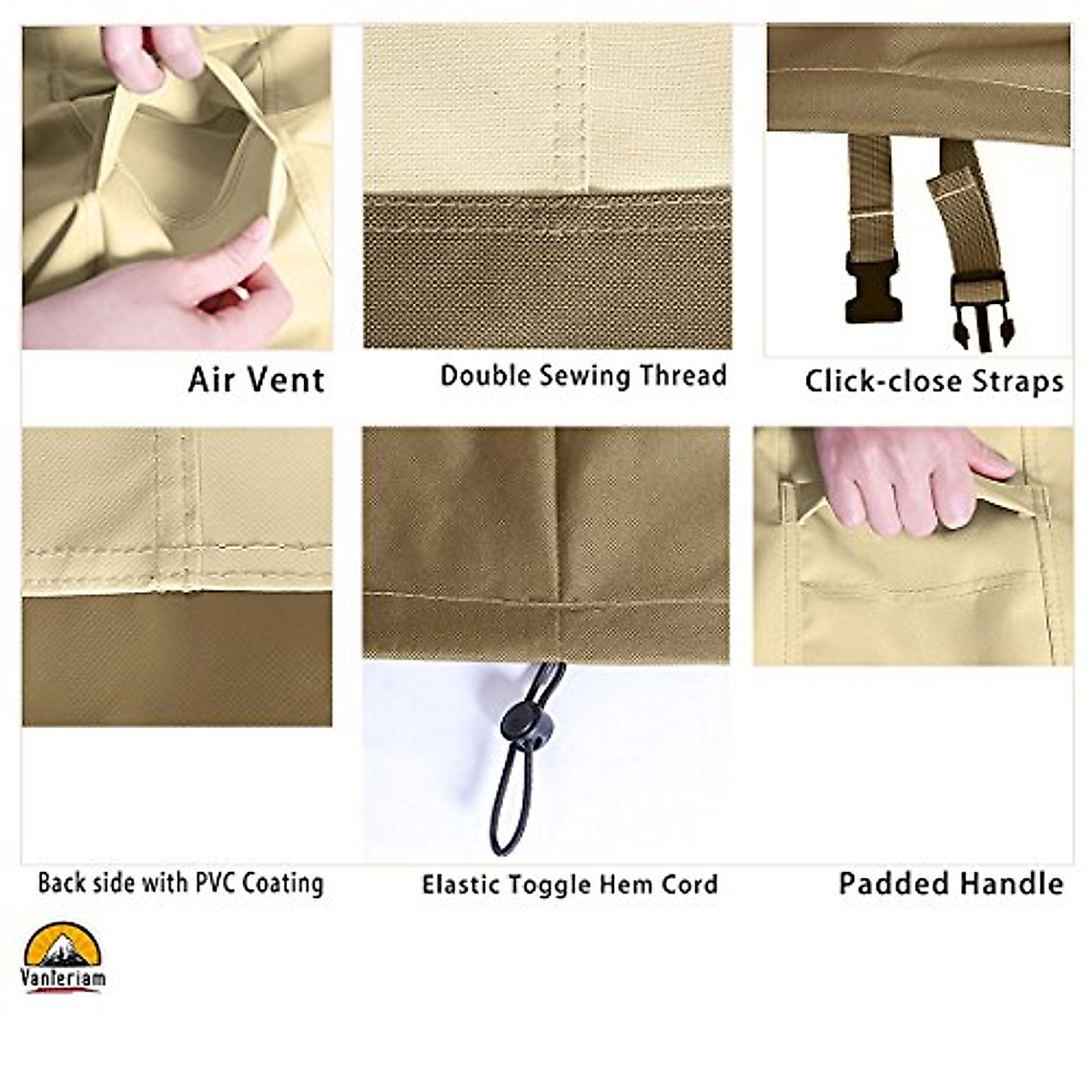 Vanteriam Outdoor Rectangular / Oval Patio Dining Table Cover-Waterproof Large Outdoor Patio Furniture Cover for Dining Table