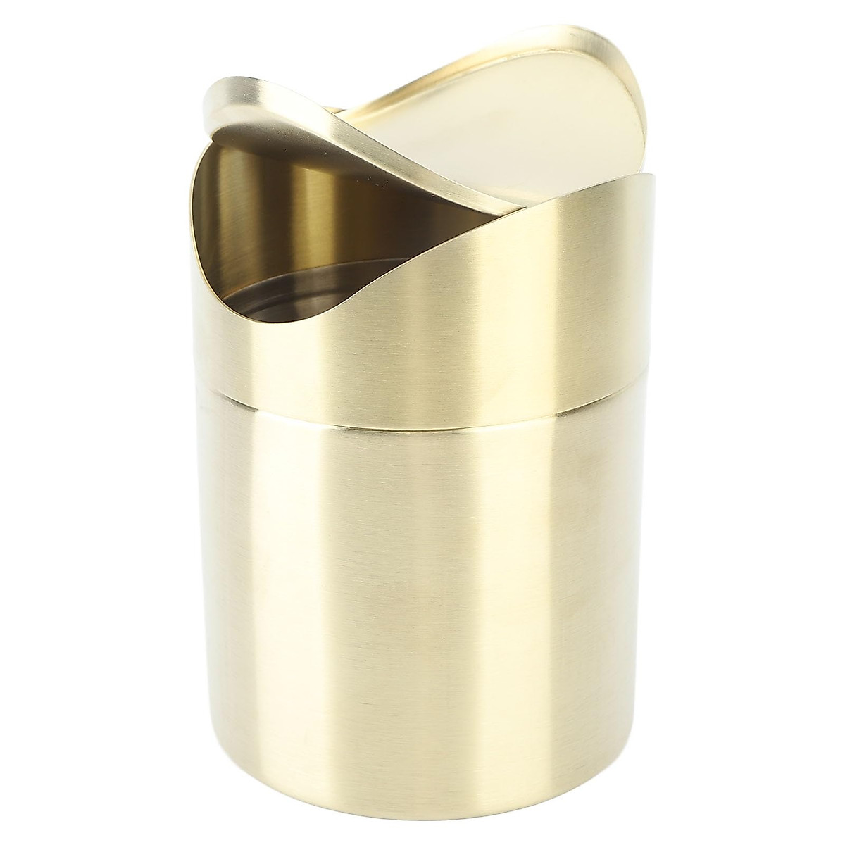 Topyond Mini Trash Can, Small Metal Garbage Bin,Gold Desktop Trash Can for Office Countertop, Stylish Design, Boat Trash Can