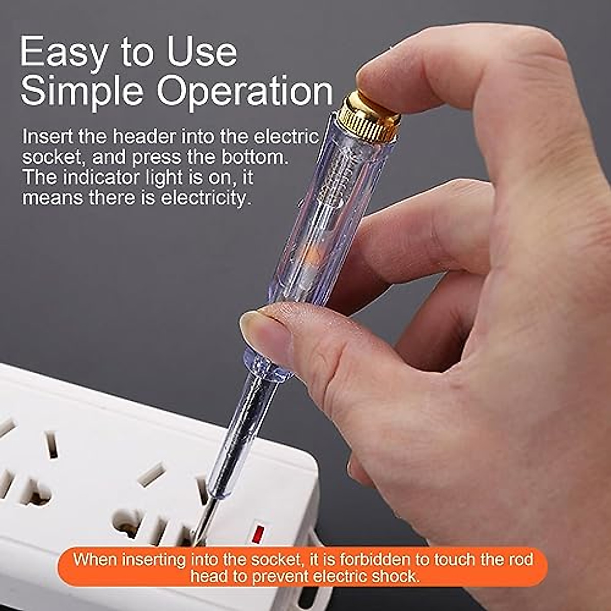 Fielect Test Screwdriver, Voltage Detector Pen Light Circuit Tester Electric Test Pen Screwdriver Neon Tube AC/DC 100-500V Clear 1pcs