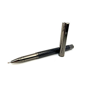 SHOPTOTUM Carbon Fiber Roller Pen Gel Ink, Elegant, Black and Chrome, Best Pen Writing for Men or Women in School, Office, Business. Gift box included Yin Yang Collection