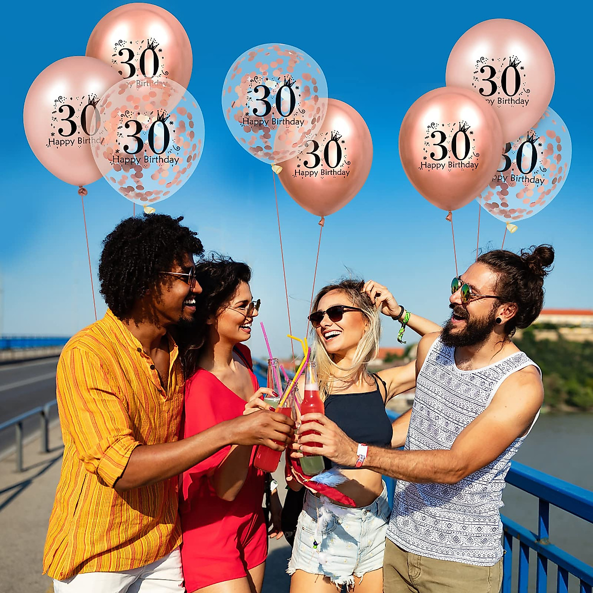 30th Birthday Balloons 18 Pcs Rose Gold Happy 30th Birthday Latex Balloons Confetti Balloons for Men Women 30th Anniversary Birthday Party Decorations Rose Gold Balloons Birthday Decor Supplies12 inch