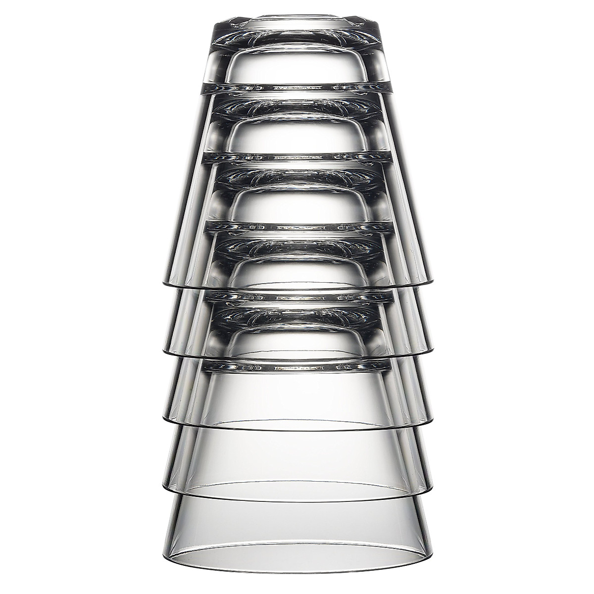 Drinique Unbreakable Caliber Double Rocks Whiskey Glass (Set of 4) 12oz Old Fashioned Whiskey Glasses - Stackable, Shatterproof, Dishwasher Safe - Clear