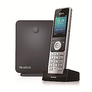Yealink W60P Cordless DECT IP Phone and Base Station, 2.4-Inch Color Display. 10/100 Ethernet, 802.3af PoE, Power Adapter Included