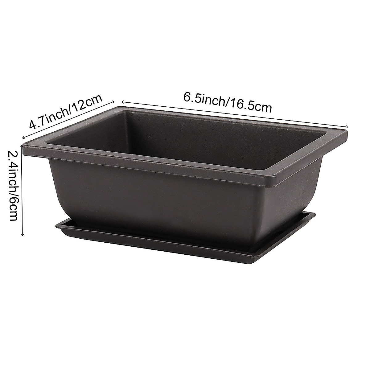 SEUNMUK 25 PCS 6.5 Inch Plastic Bonsai Training Pots,Thicken Rectangular Plastic Growing Pots, with 25 Trays for Garden, Bonsai Plants Growing Pot for Home, Office, Balcony, Garden and Yard