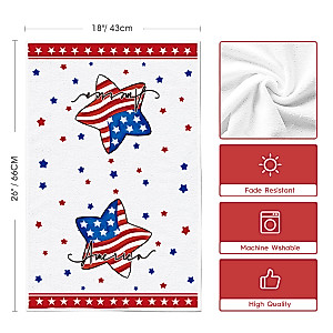 Artoid Mode American Flag 4th of July Kitchen Towels Dish Towels, 18x26 Inch Stars Freedom I Love USA Decoration Hand Towels Set of 4