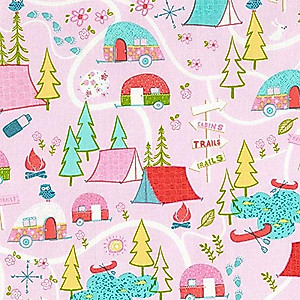 Timeless Treasures Pink Camping Map