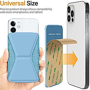 JUST4YOU Card Holder and Stand for Phone Case, Premium PU Leather 2 Card Storage Wallet Kickstand Grip Holder Stick on Back of Phone (Blue) CH_SD_BL