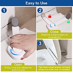 Fangze Toilet Locks Baby Proof - Upgraded 3 Pack Baby Proofing Toilet Safety Seat Lock for Toddlers, Toilet Lid Lock Fit Most Toilet Seats White