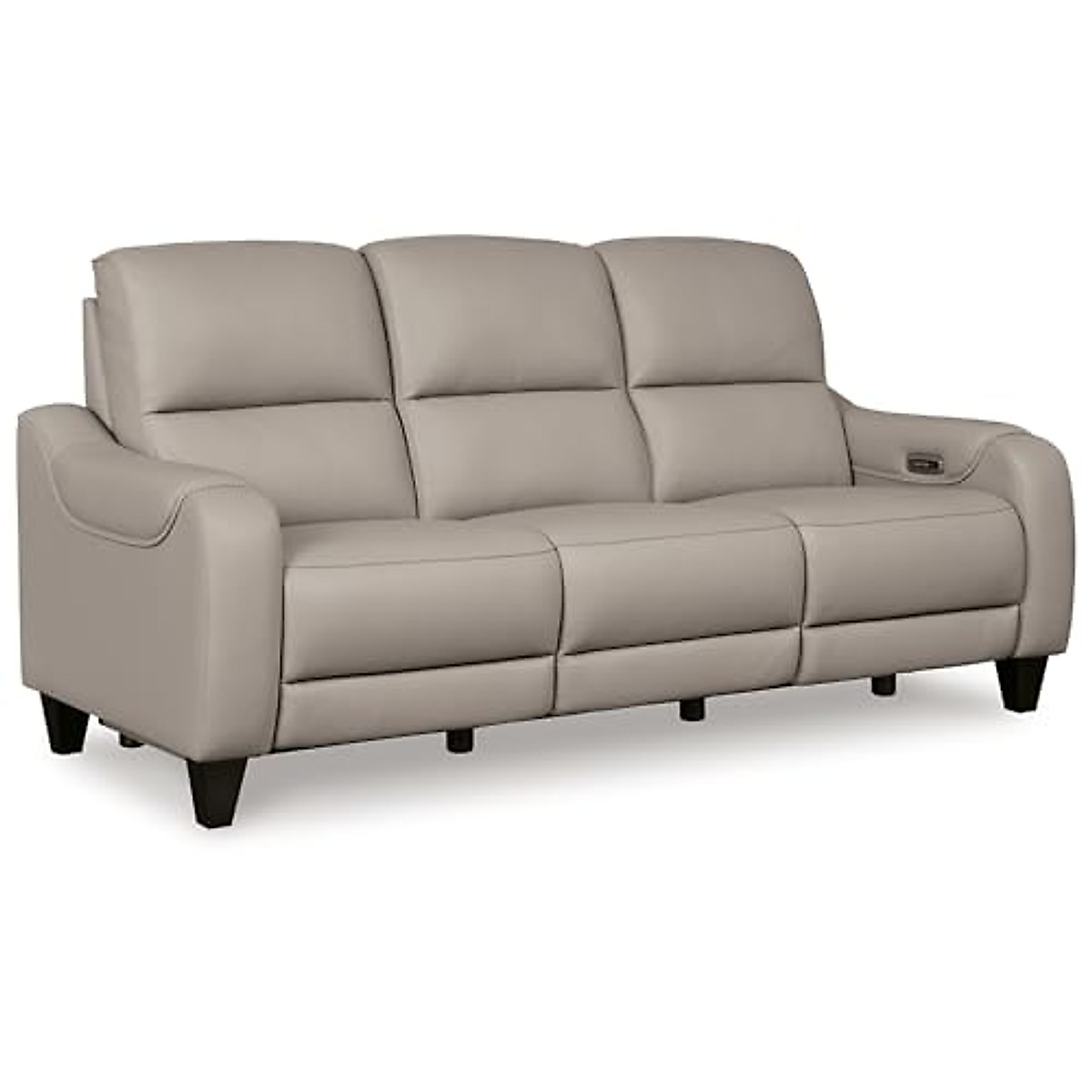 Signature Design by Ashley Mercomatic Casual Leather Match Wall Hugger Power Reclining Sofa with Adjustable Headrest and USB Ports, Light Gray