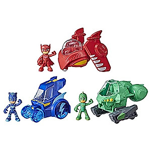 PJ Masks 3-in-1 Combiner Jet Preschool Toy, Toy Set with 3 Connecting Cars and 3 Action Figures for Kids Ages 3 and Up