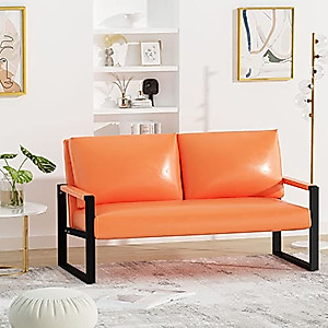 LTTROMAT PU Leather Loveseat Sofa Couch, Mid-Century Modern 2 Seater Sofa, 45Inch Couch, Comfy Upholstered Small Love Seat Couch for Living Room, Office, Apartment