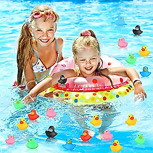 Zhanmai 300 Pcs Mini Rubber Ducks Set Bath Toy, Float Squeak Yellow Ducks in Bulk, Tiny Shower Rubber Ducks, Bathtub Toy Pool Toy for Party Supplies Shower Birthday (1.57 x 1.57 x 1.18 Inch)