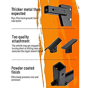 Racewill Hitch Lawn Mounted Ripper for ATV/UTV Tractor with 2 inch Receivers, Heavy Duty Trencher Subsoiler Plow with 2 Replaceable Ripper Teeth, Adjustable in Depth