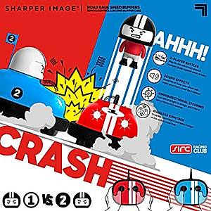 Sharper Image Road Rage RC Speed Bumper Cars, Mini Remote Controlled Ejector Vehicles, 2 Player Head to Head Battle, Crash into Opponents, 2.4 GHz, Red and Blue, Ages 6 and Up