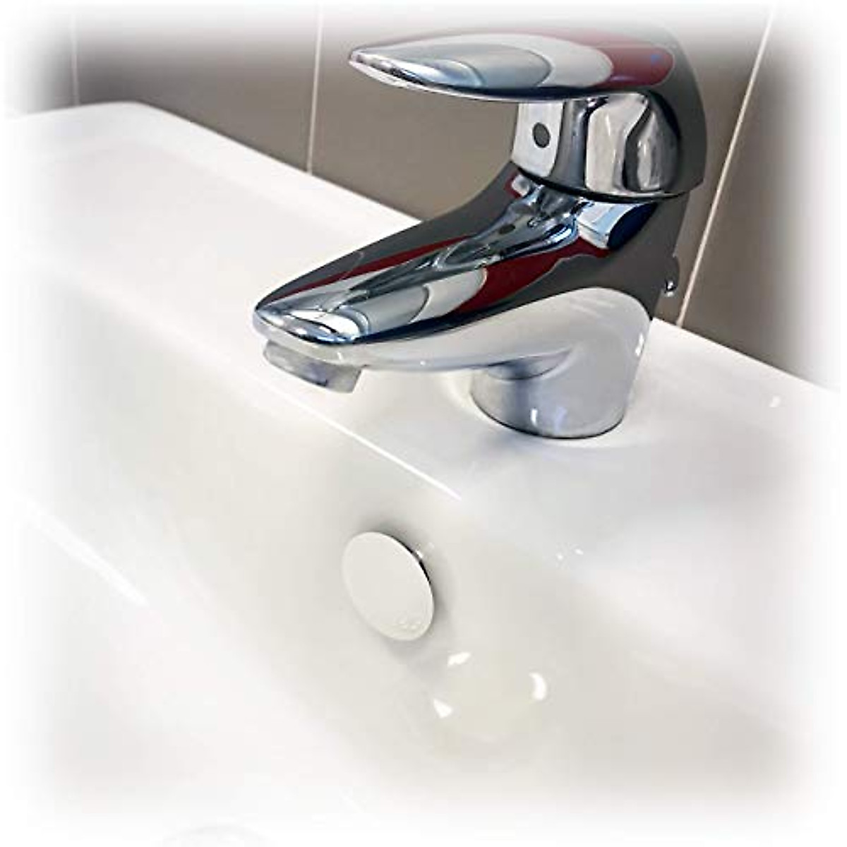 Fischer Overflow Cap TTP K White Lid Suitable for Hole on Sinks, Sinks and Bidets for Bathrooms and Kitchens, 551886