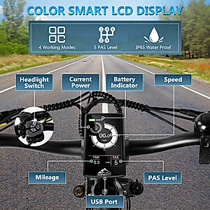 airwest Electric Bike, 750W Bafang Motor 28MPH Ebikes for Adult, 26" Fat Tire Electric Bicycle with Removable 48V 15Ah LG Battery & Fast Charger, Shimano 7-Speed, Lockout Fork Electric Mountain Bike