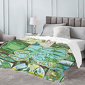 FROGS BLANKET-Cute Animal Soft Lightweight Food Flannel Blankets for Sofa Bed Travelling Camping Throw Warm Blanket Gift for Frog Lover Men Women（30''x40''for Baby/Pets）