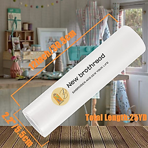 New brothread Light Weight Clear Wash Away - Water Soluble Embroidery Topping Film - 12" x 25 Yd roll - Cut into Various Sizes for Machine Embroidery and Hand Sewing