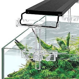 driamor Aquarium Light Riser Adjustable, Clear Acrylic Fish Tank LED Light Stand Aquarium Lamp Holder Bracket Kit 2pcs Transparent Support for Width 2.5-4.4 Inches Light with Extendable Bracket