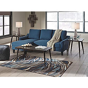Signature Design by Ashley Jarreau Sofa Chaise Sleeper Chofa with Pull-Out Cushion, Blue