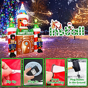 JETEHO 8.8FT Christmas Inflatables Candy Castle with Santa Nutcracker Soldier Inflatable Christmas Yard Decorations Outdoor Christmas Blow up with Build-in LED Lights for Garden Lawn Xmas Decor