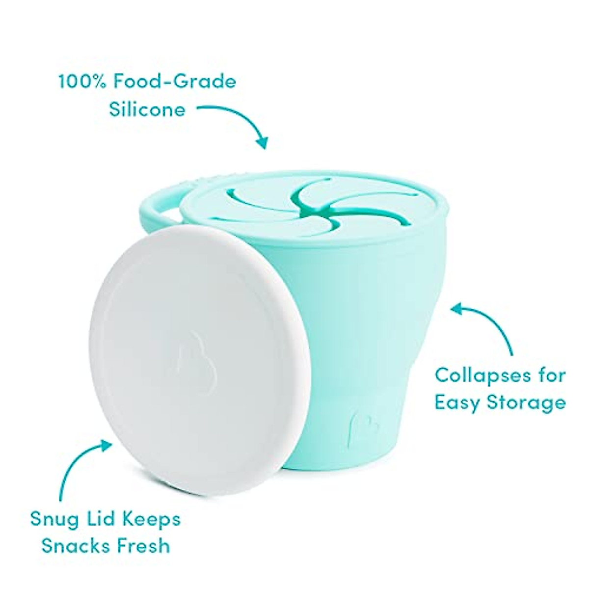 Munchkin® C’est Silicone! Collapsible Snack Catcher with Lid, Mint - Toddler Food Cup