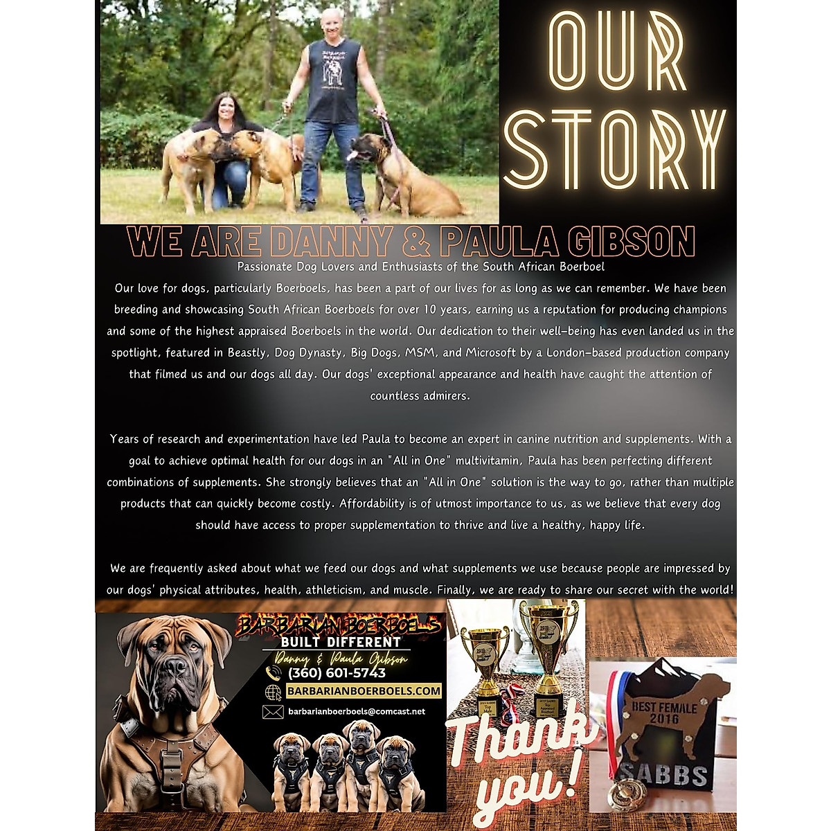 Barbarian Boerboels All in One Dog Multivitamin for Hip and Joint, Skin and Coat, 170 Count.