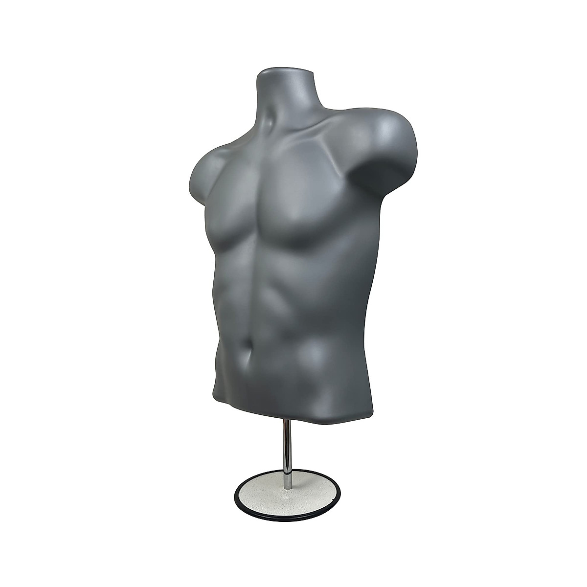 DisplayTown Gray Male and Female Mannequin Torso with Metal Stand Hollow Back Body Stackable Dress Form for Tshirt Display, Countertop, Craft Shows, Photos and Design, S-M Clothing Size