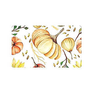 susiyo Doormat 30"x18" Fall Harvest Pumpkins Sunflowers Non-Slip Indoor Entryway Door Mat (Rubber Backing)